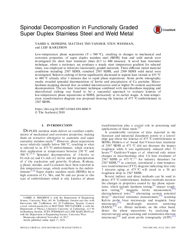 (PDF) Spinodal Decomposition in Functionally Graded Super Duplex ...