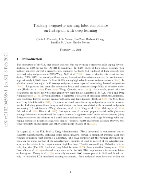 (PDF) Tracking e-cigarette warning label compliance on Instagram with ...