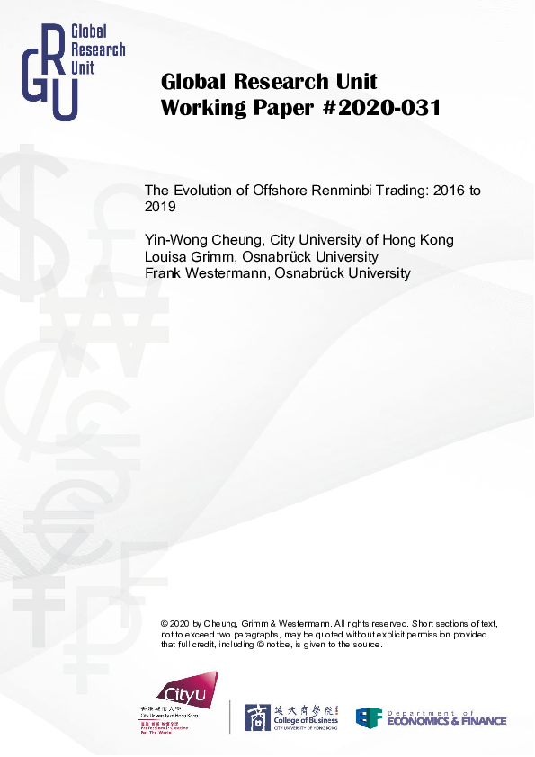 (PDF) The Evolution of Offshore Renminbi Trading: 2016 to 2019