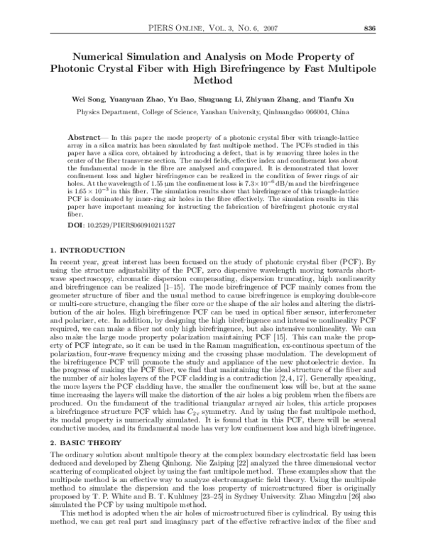 Pdf Numerical Simulation And Analysis On Mode Property Of Photonic
