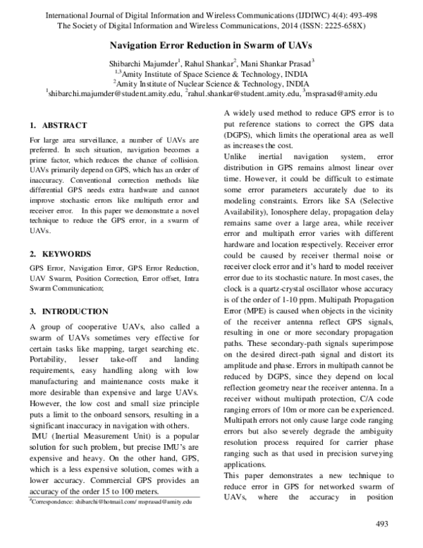 (PDF) Navigation Error Reduction in Swarm of Uavs