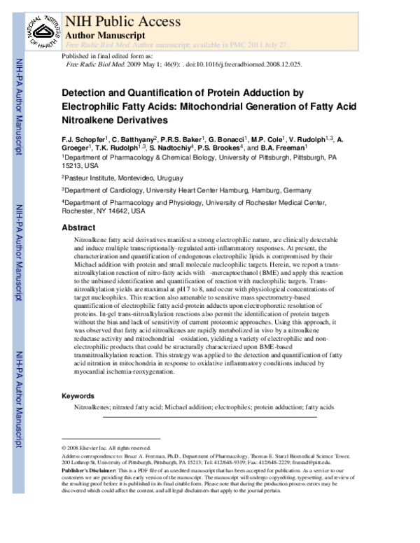 (PDF) Detection and quantification of protein adduction by ...