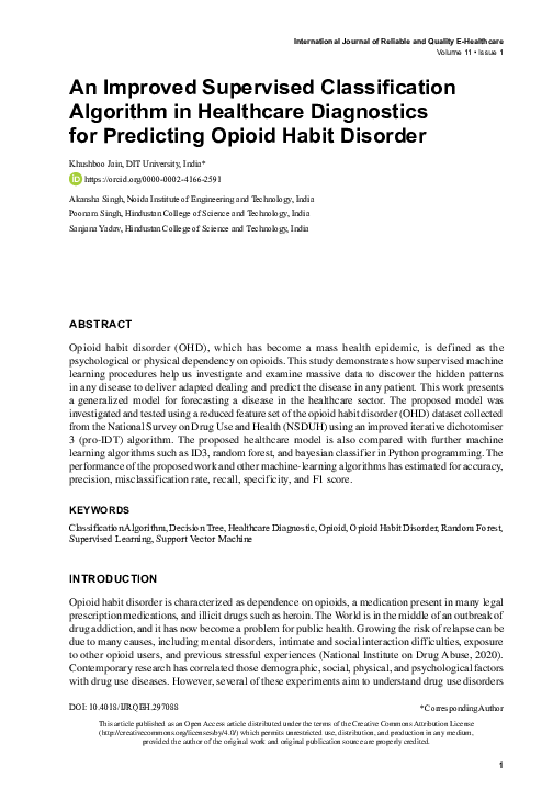 Pdf An Improved Supervised Classification Algorithm In Healthcare