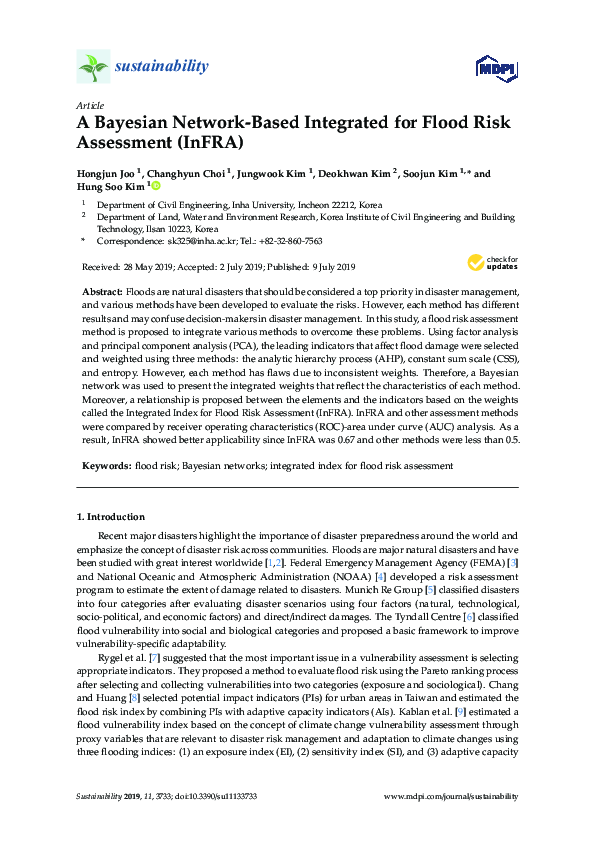 Pdf A Bayesian Network Based Integrated For Flood Risk Assessment Infra