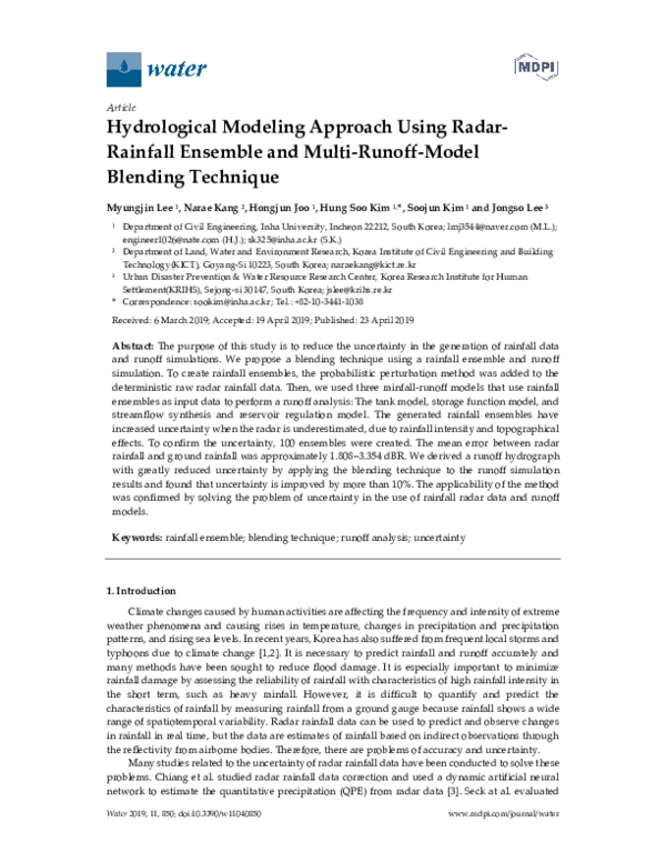 (PDF) Blending Radar-Rainfall for Runoff Modelling