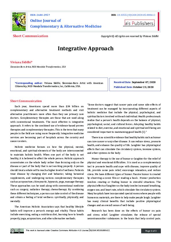 (PDF) Integrative Approach (PDF) Integrative Approach