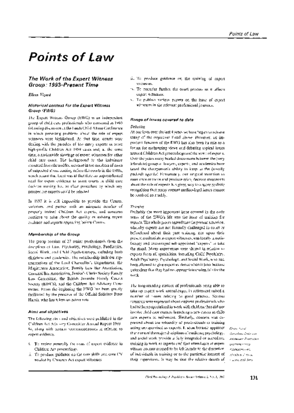 (PDF) The Work of the Expert Witness Group: 1993-Present Time