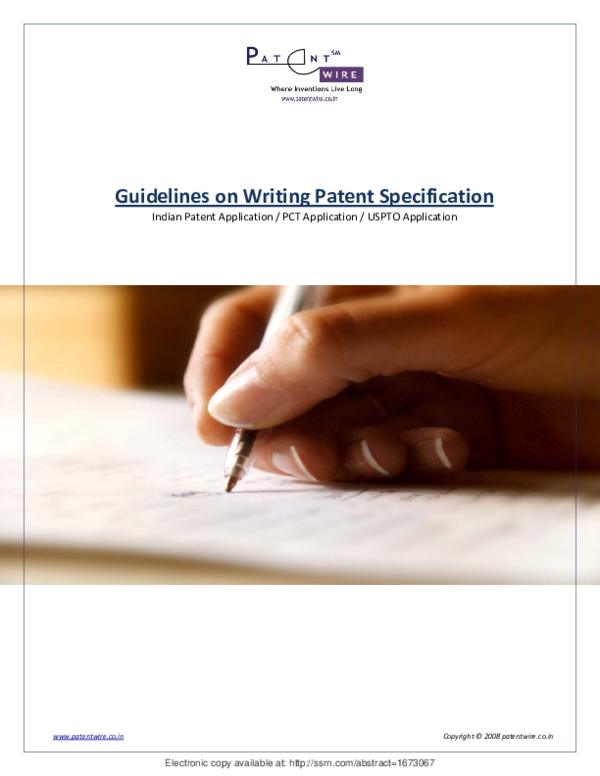 (PDF) Guidelines on Writing Patent Specification