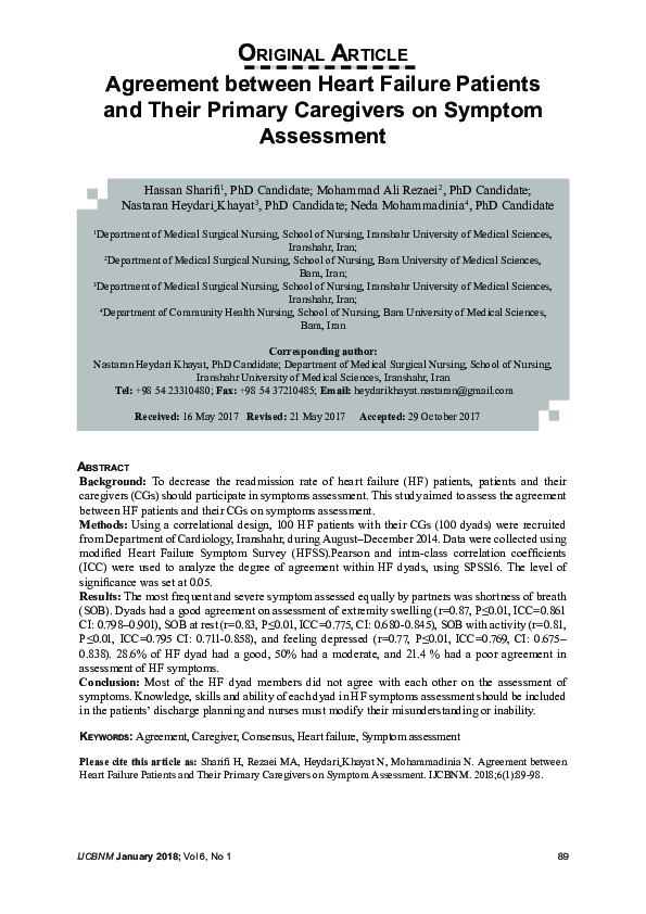 (PDF) Agreement on HF symptom assessment Agreement between Heart ...