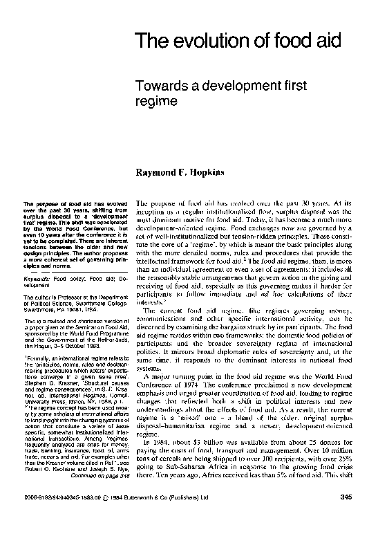 (PDF) The evolution of food aid