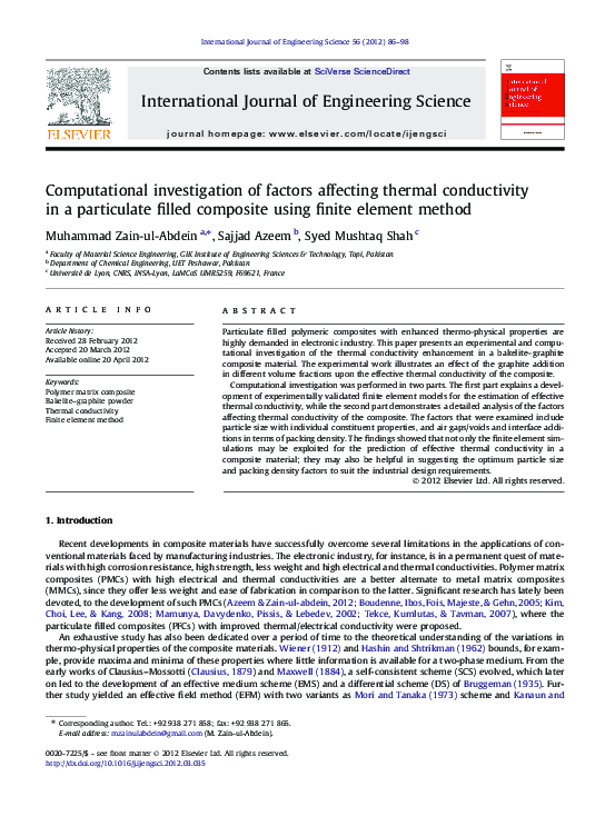 (PDF) Computational investigation of factors affecting thermal ...