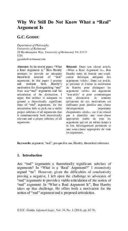 (PDF) Why We Still Do Not Know What a “Real” Argument Is