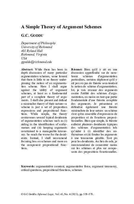 (PDF) A Simple Theory of Argument Schemes