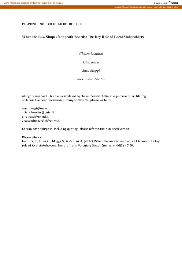 (PDF) When the Law Shapes Nonprofit Boards