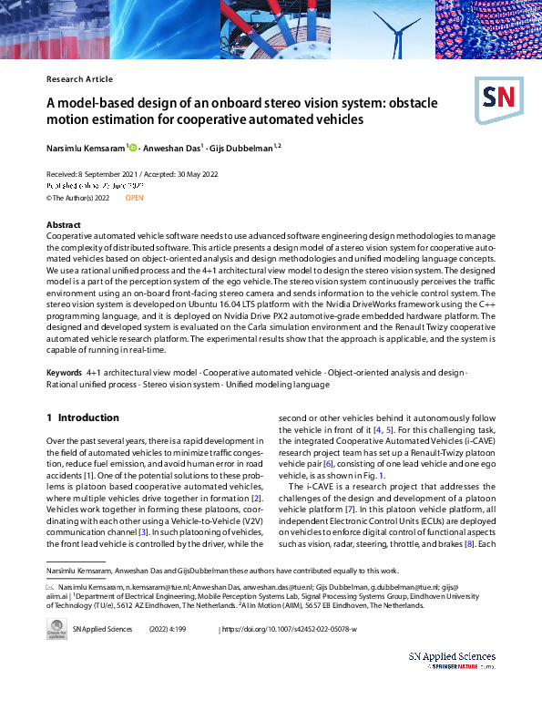 Pdf A Model Based Design Of An Onboard Stereo Vision System Obstacle