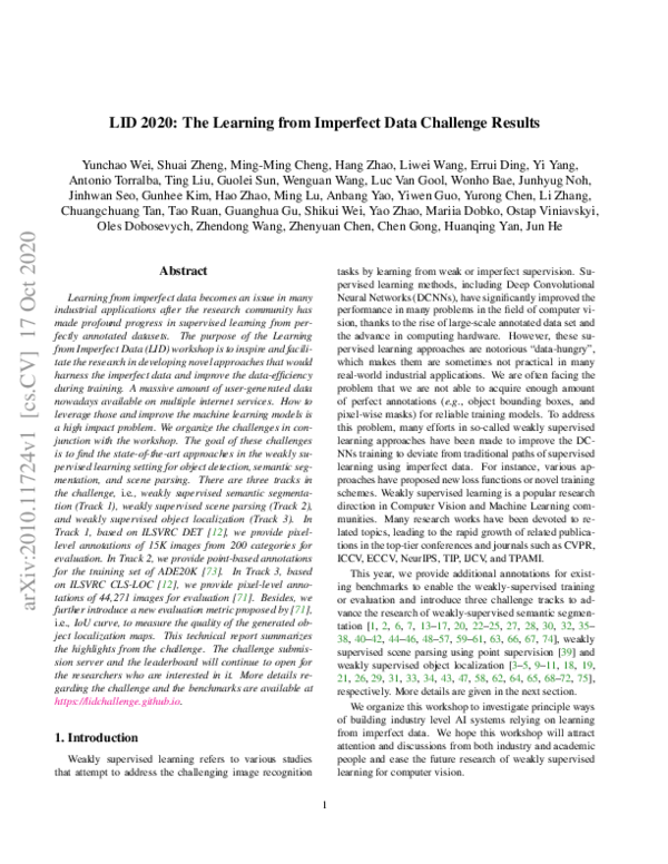 (PDF) LID 2020: The Learning from Imperfect Data Challenge Results