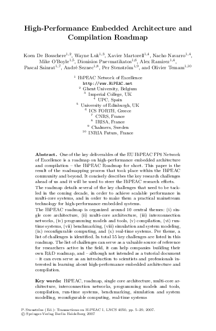 (PDF) High-Performance Embedded Architecture and Compilation Roadmap