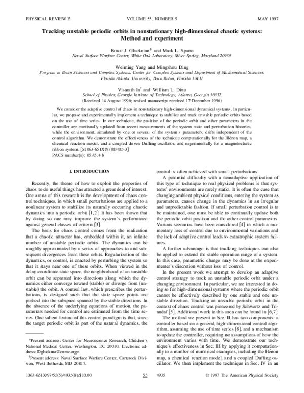 (PDF) Tracking unstable periodic orbits in nonstationary high-dimensional chaotic systems:Method ...