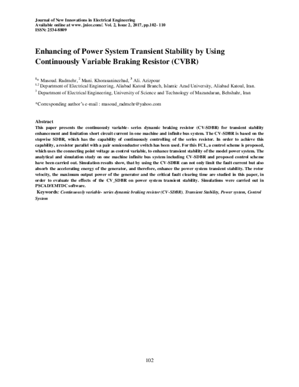(PDF) Enhancing of Power System Transient Stability by Using ...