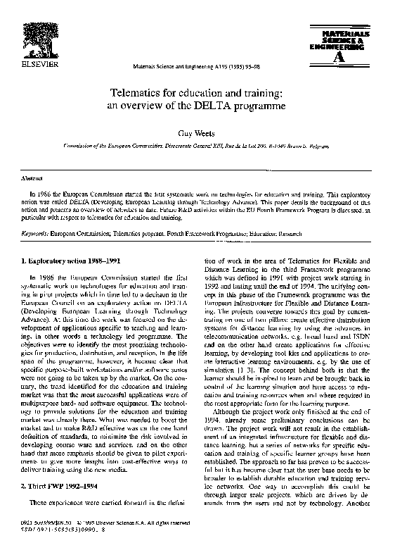 (PDF) Telematics for education and training: an overview of the DELTA ...