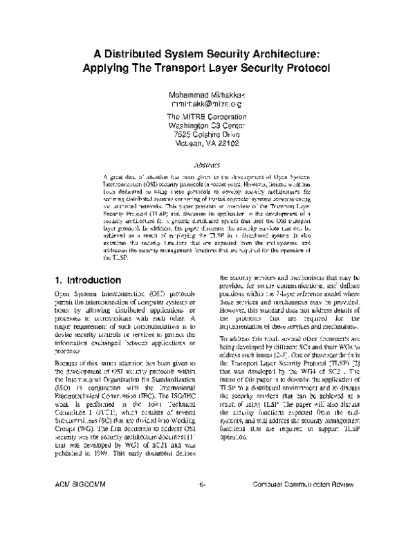 (PDF) A distributed system security architecture