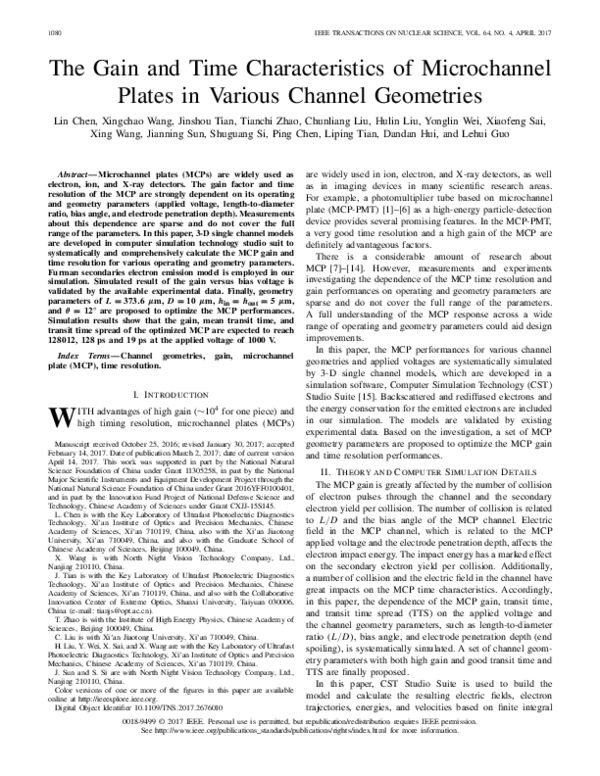 (PDF) The Gain and Time Characteristics of Microchannel Plates in ...