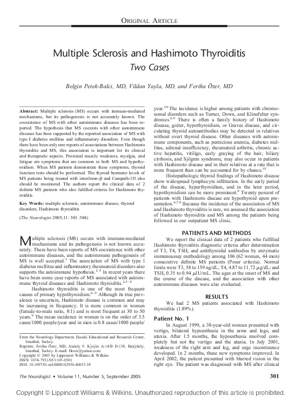 (PDF) Multiple Sclerosis and Hashimoto Thyroiditis