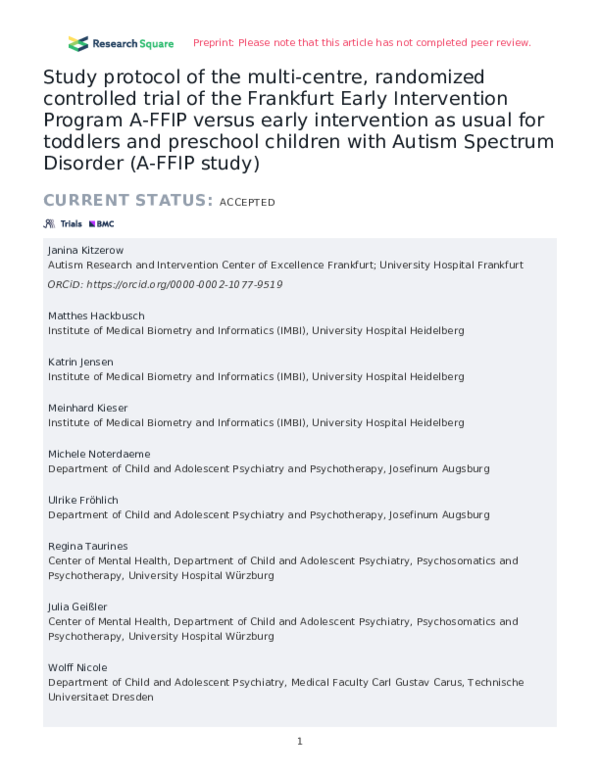 (PDF) Study protocol of the multi-centre, randomized controlled trial ...