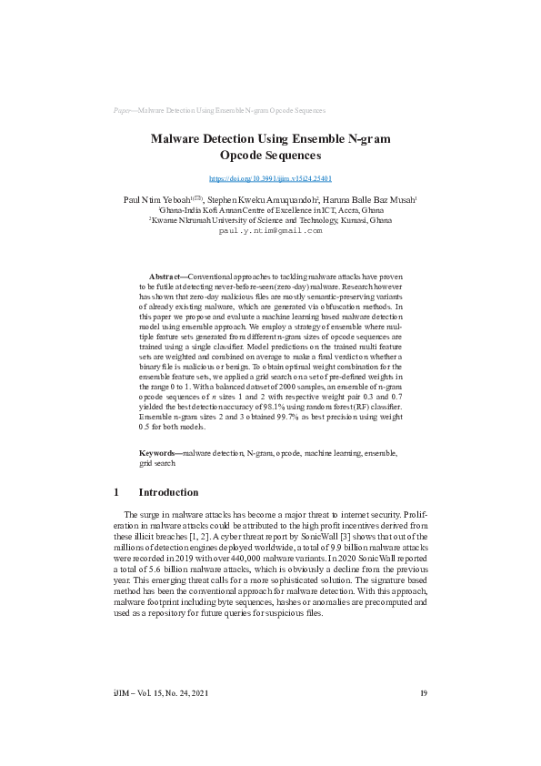 Pdf Malware Detection Using Ensemble N Gram Opcode Sequences