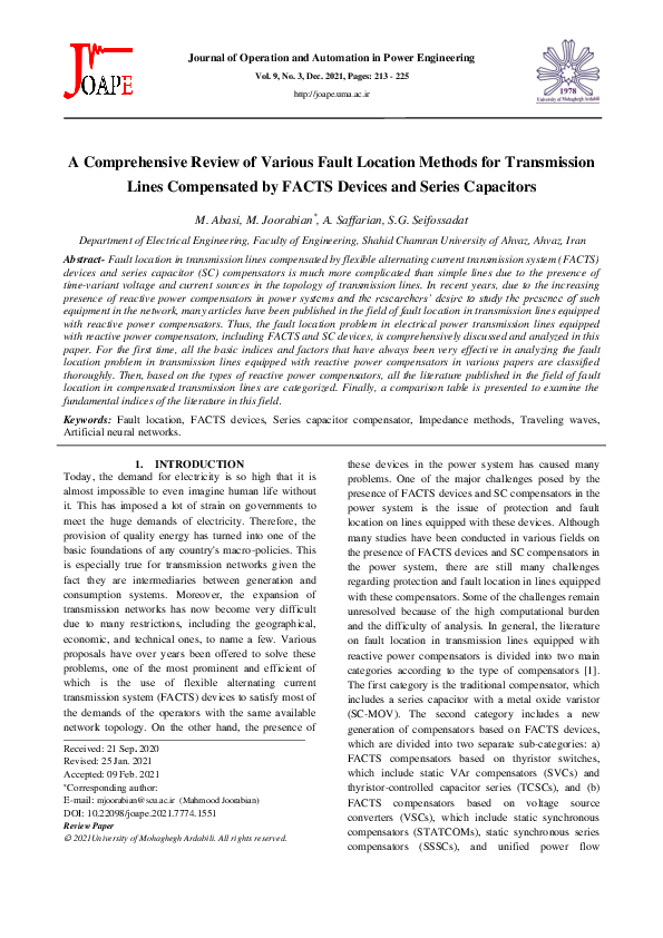 (PDF) A Comprehensive Review of Various Fault Location Methods for ...