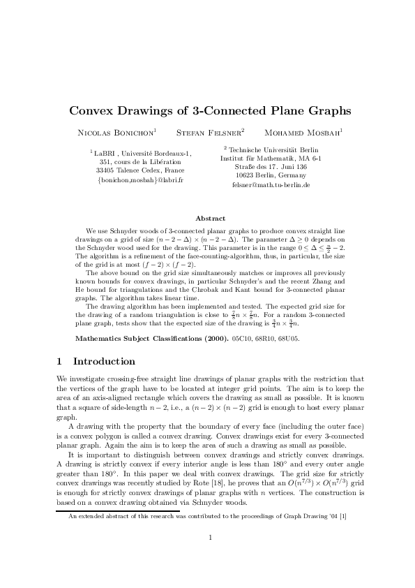 (PDF) Convex Drawings of 3-Connected Plane Graphs