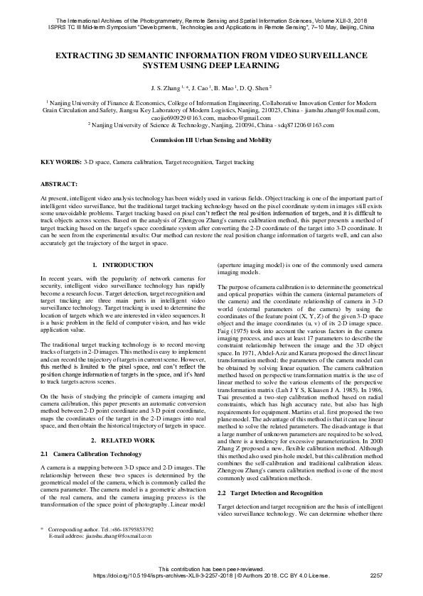 (PDF) Extracting 3D Semantic Information from Video Surveillance System Using Deep Learning