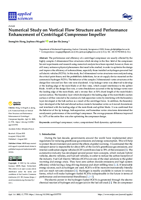 (PDF) Numerical Study on Vortical Flow Structure and Performance Enhancement of Centrifugal ...