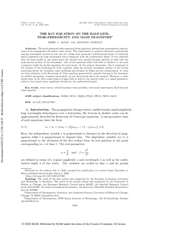(PDF) The KdV Equation on the Half-Line: Time-Periodicity and Mass ...