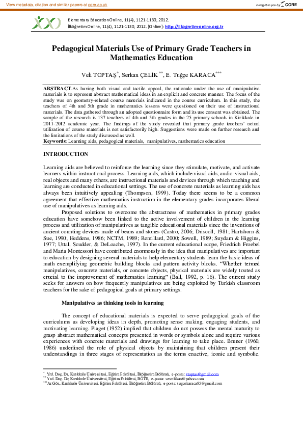 (PDF) Pedagogical Materials Use of Primary Grade Teachers in ...