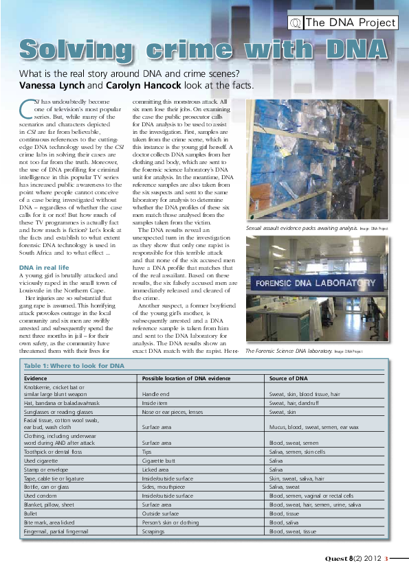 (PDF) Solving crime with DNA What is the real story around DNA and ...
