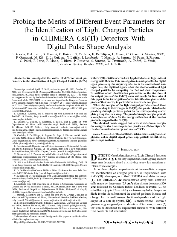 (PDF) Probing the Merits of Different Event Parameters for the Identification of Light Charged ...