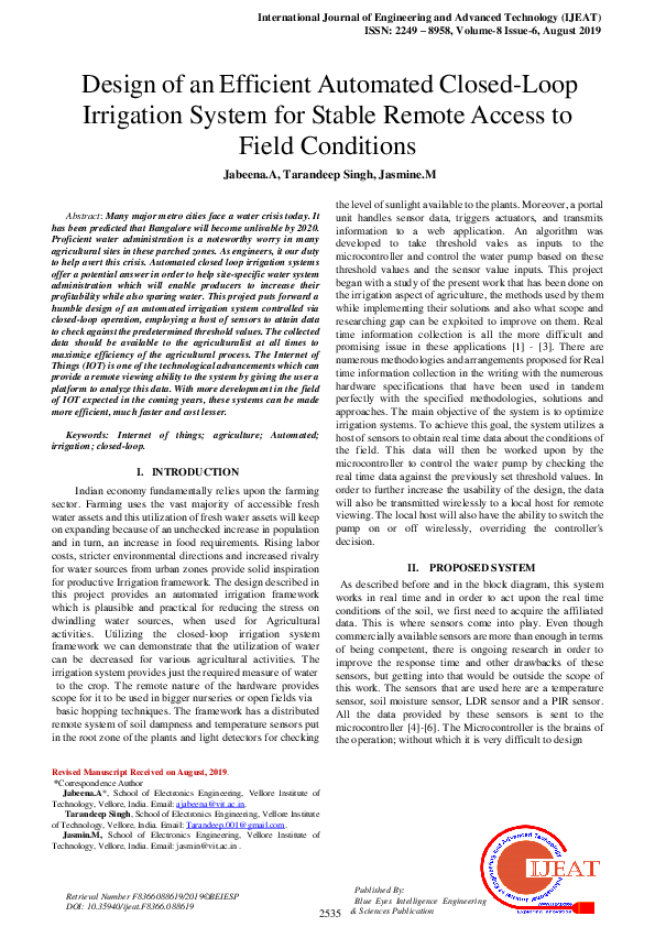 (PDF) Design of an Efficient Automated Closed-Loop Irrigation System ...