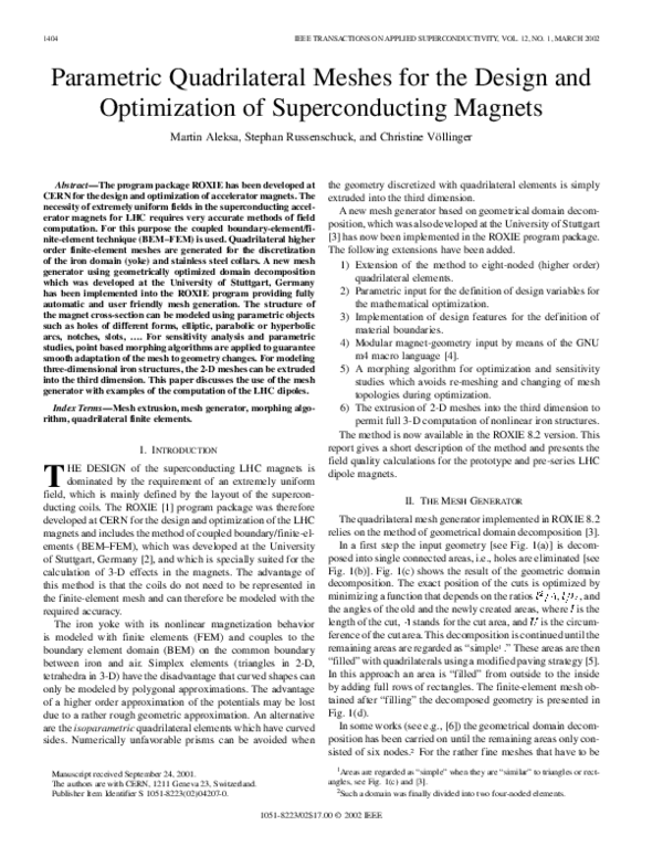 Pdf Parametric Quadrilateral Meshes For The Design And Optimization