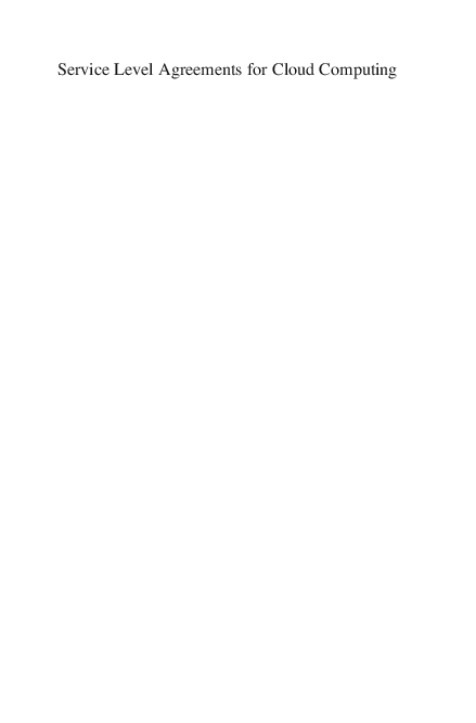(PDF) Service Level Agreements for Cloud Computing