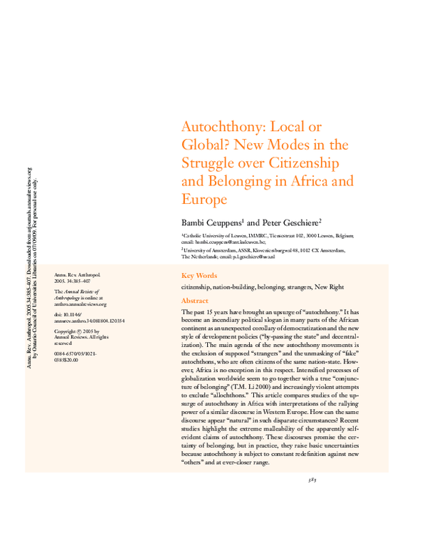 (PDF) AUTOCHTHONY: Local or Global? New Modes in the Struggle over ...
