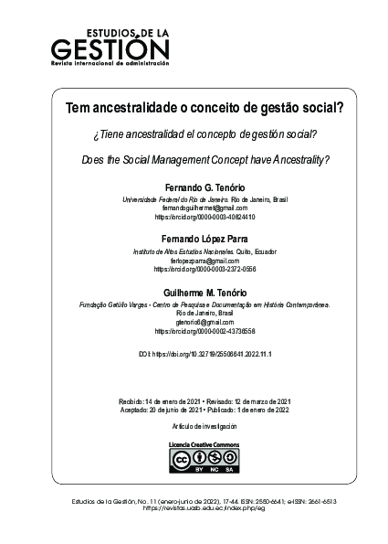 (PDF) ¿Tiene ancestralidad el concepto de gestión social?