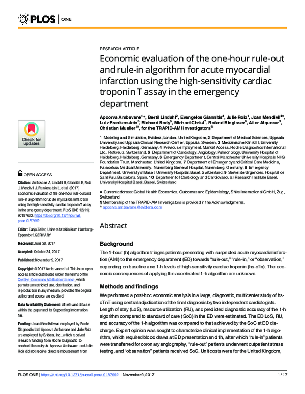 (PDF) Economic evaluation of the one-hour rule-out and rule-in ...