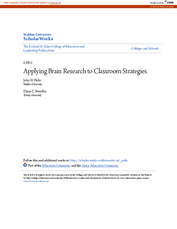 (PDF) Applying Brain Research to Classroom Strategies