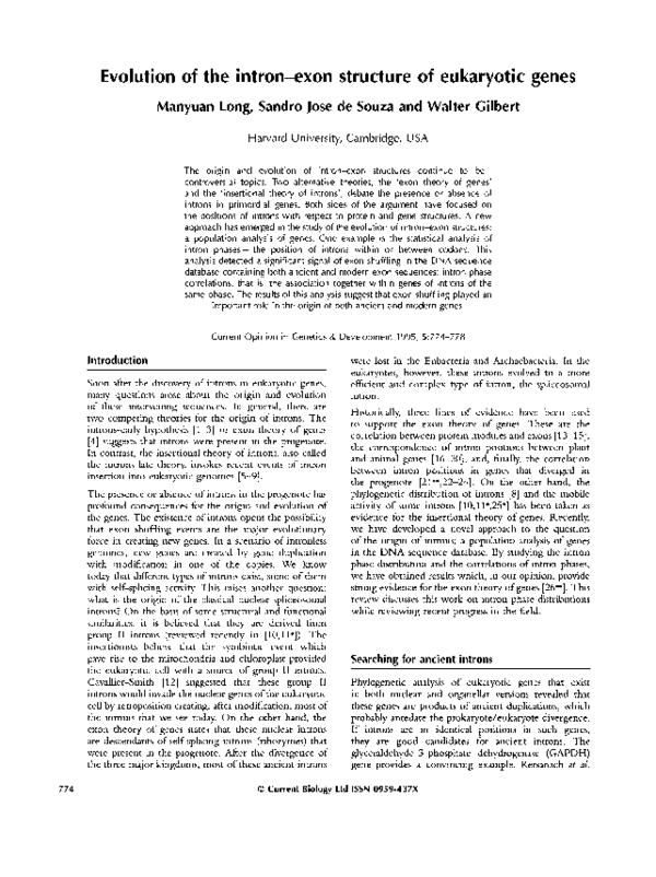 (PDF) Evolution of the intron-exon structure of eukaryotic genes