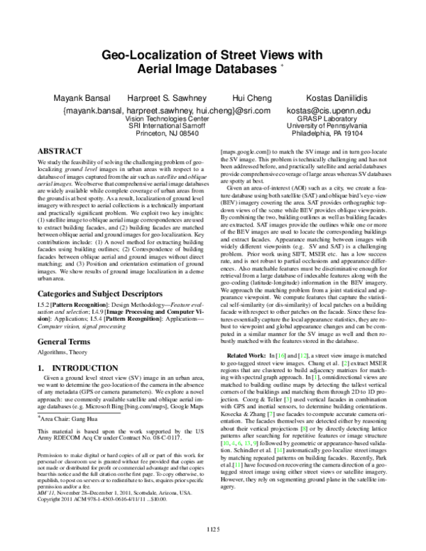 Pdf Geo Localization Of Street Views With Aerial Image Databases