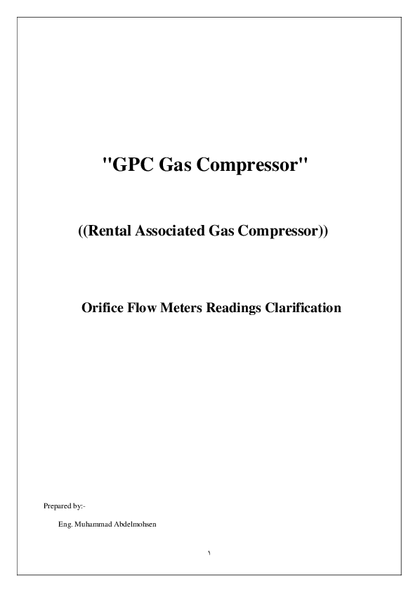 (PDF) Orifice Flow Meters Readings Clarification for a gas compressor ...