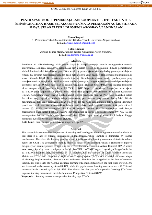 (PDF) Penerapan Model Pembelajaran Kooperatif Tipe Stad Untuk Meningkatkan Hasil Belajar Siswa ...