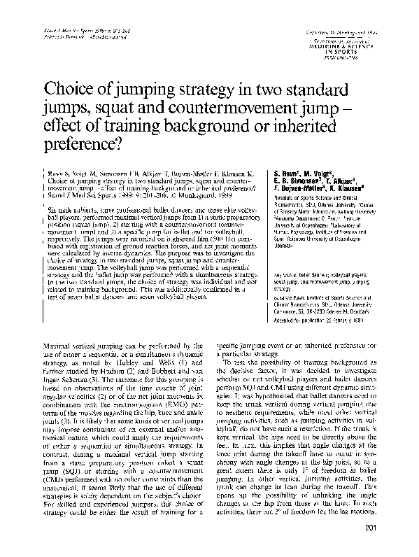 (PDF) Choice of jumping strategy in two standard jumps, squat and ...