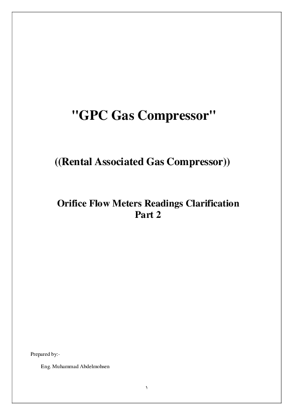 (PDF) Orifice Flow Meters Readings Clarification for a gas compressor ...